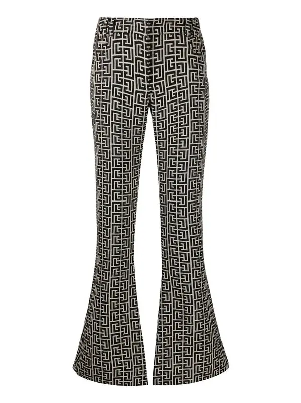 Balmain Low-rise Monogram Bootcut Trousers - Black