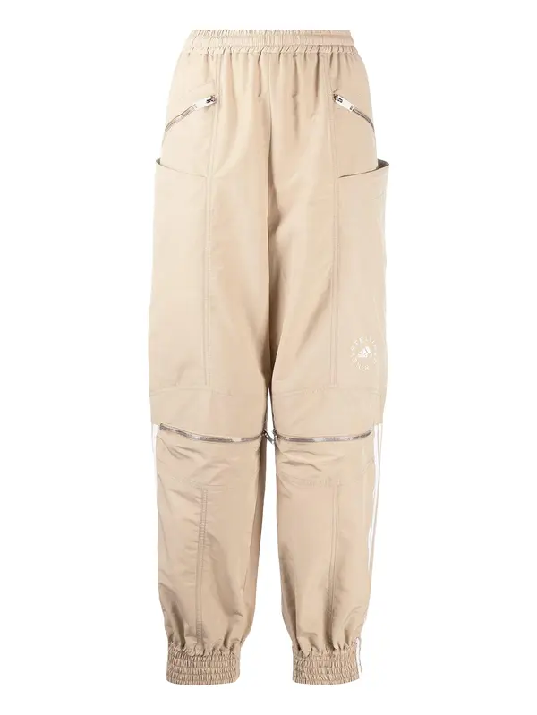 Stella McCartney Logo Stripe Zip Front Track Pants - Neutrals