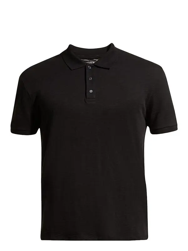 Vince Classic Slub Cotton Polo Shirt - Black