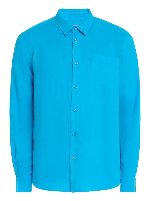 Vilebrequin Caroubis Solid Linen Sport Shirt - Deep Ink