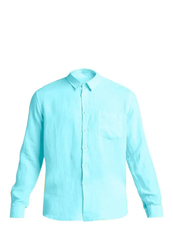 Vilebrequin Caroubis Solid Linen Sport Shirt - Sky