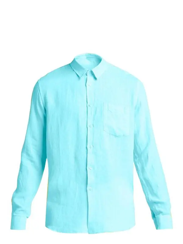 Vilebrequin Caroubis Solid Linen Sport Shirt - Sky