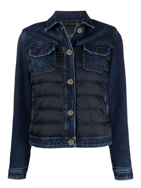 MOORER Quilted Denim Jacket - Blue