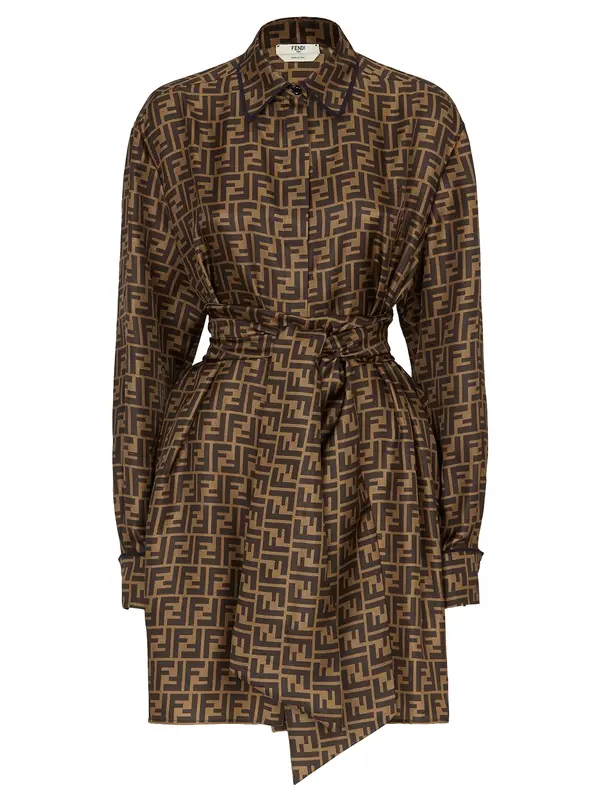 Fendi Ff Print Shirt Dress - Brown
