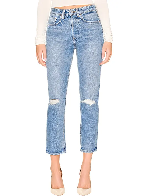 GRLFRND Karolina High-rise Straight Crop Jeans - Ellis Island