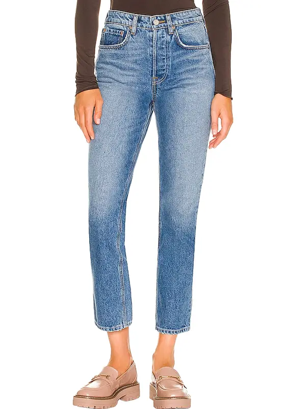 GRLFRND Karolina High-rise Straight Crop Jeans - Long Island
