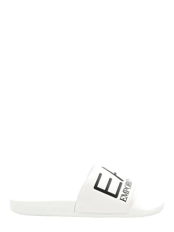 Emporio Armani Logo-embossed Faux-leather Slides - White