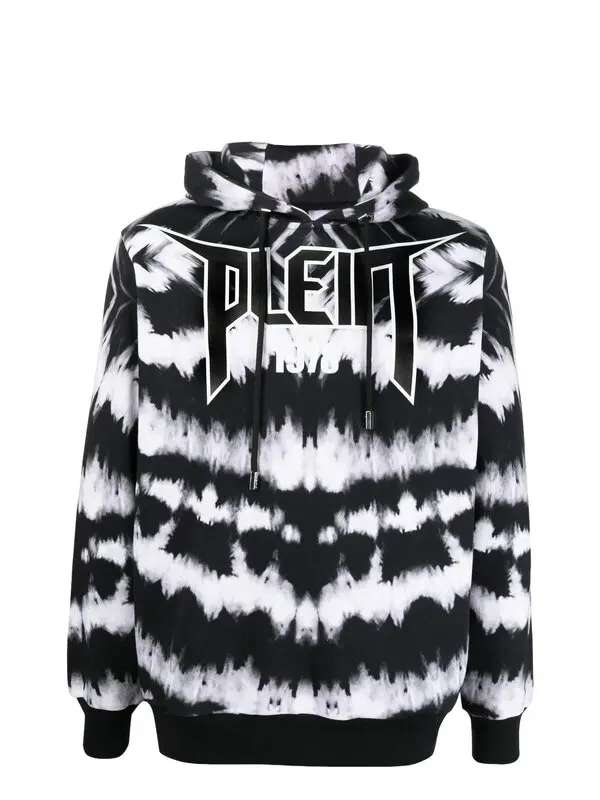 Philipp Plein Tie-dye Logo Print Hoodie - Black