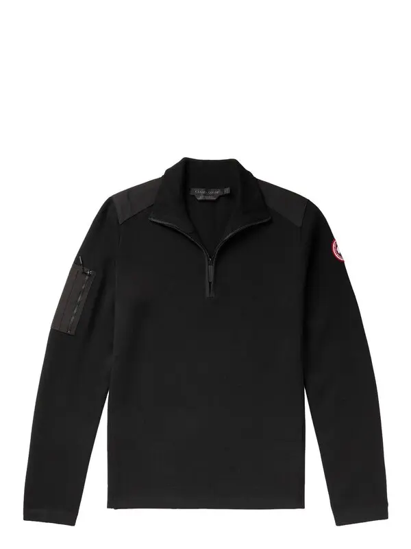 Canada Goose Stormont Slim-fit Cordura-trimmed Merino Wool Half-zip Sweater - Black