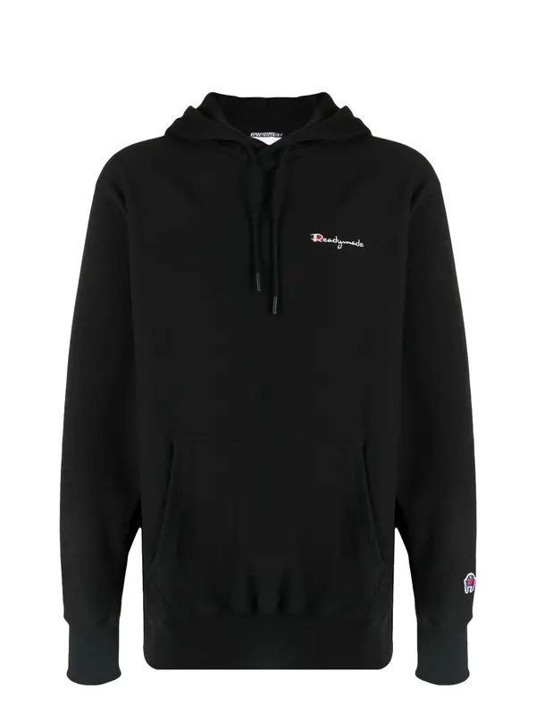 Readymade Embroidered Cotton Hoodie - Black