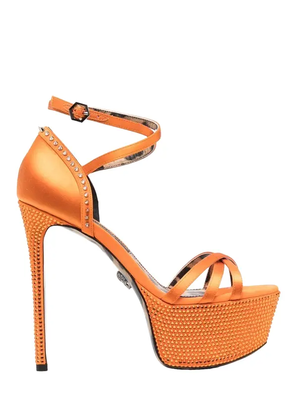 Philipp Plein Embellished Platform Sandals - Orange