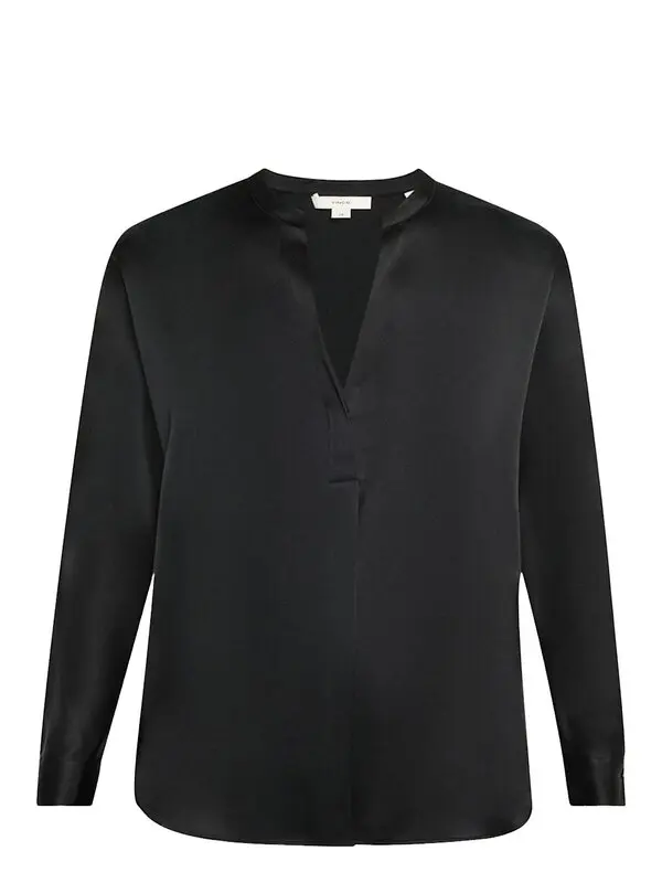 Vince Silk Band-collar Blouse - Black