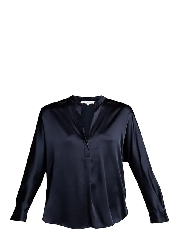 Vince Silk Band-collar Blouse - Blue