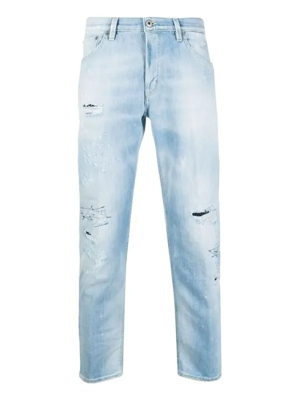 DONDUP Distressed Straight Leg Jeans - Blue