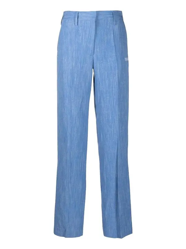 Off-White Logo-print Straight-leg Trousers - Blue