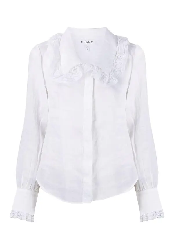 FRAME Lace-detailed Concealed Shirt - White