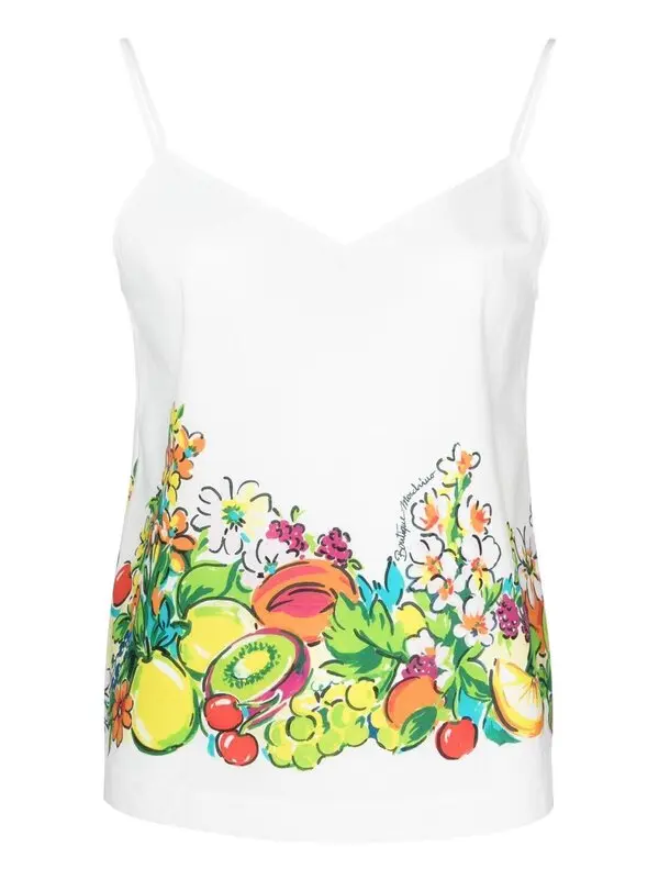 Moschino Floral-print Cotton Top - White