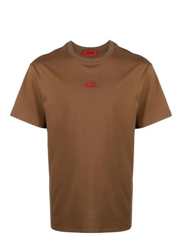 424 Embroidered Micro Logo T-shirt - Brown