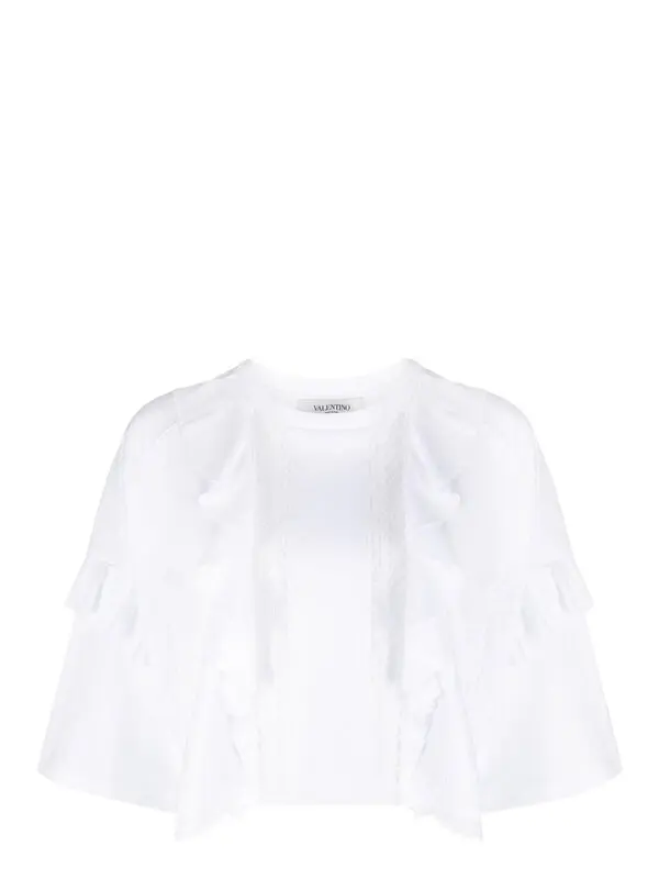 Valentino Garavani Lace Panel Cropped T-shirt - White