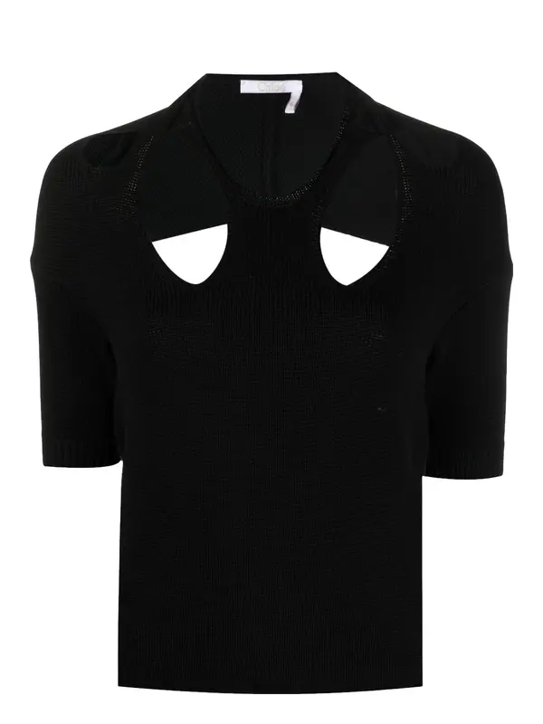 Chloé Cut-out Knitted Top - Black