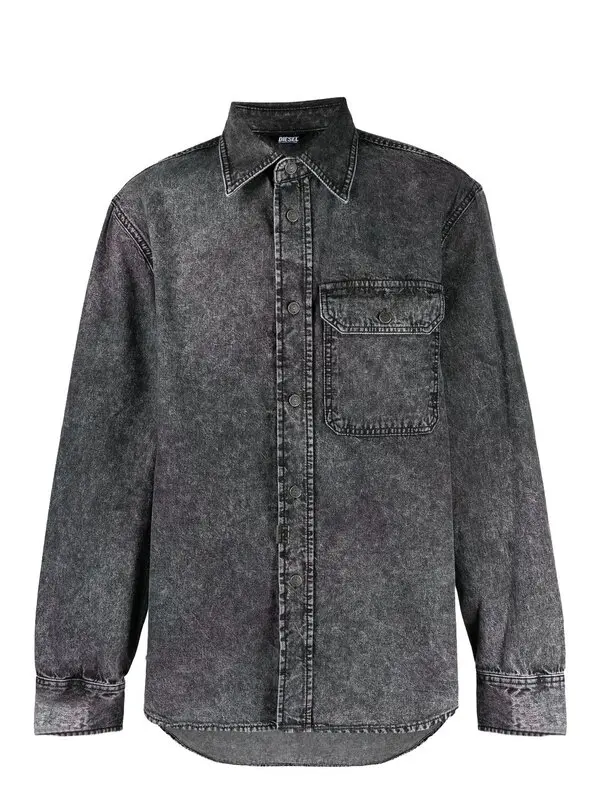 DIESEL® Marbled Effect Denim Jacket - Black