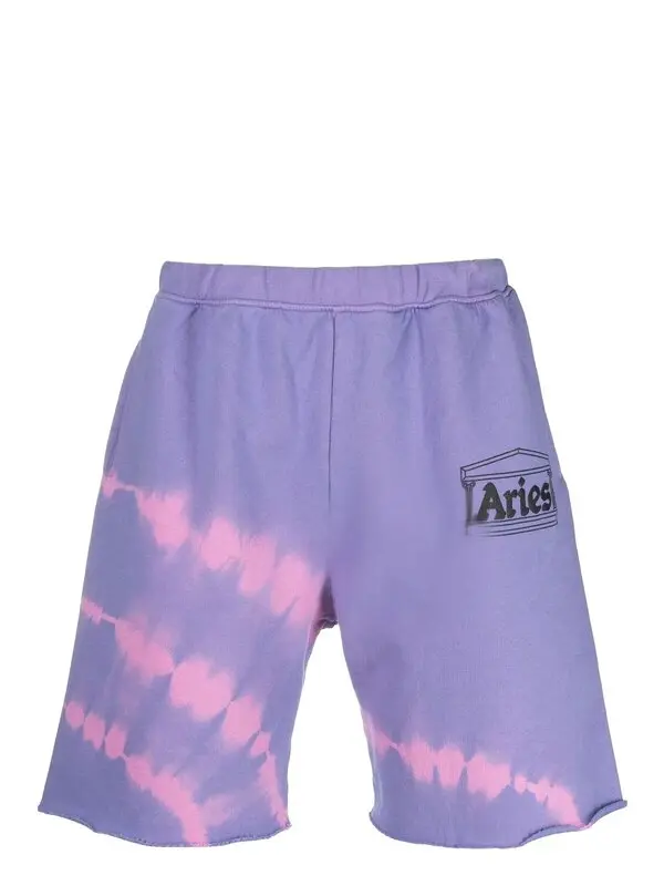 Aries Tie-dye Print Cotton Track Shorts - Purple