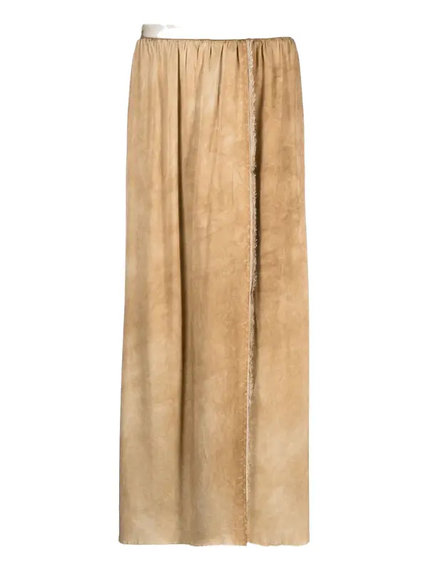 UMA WANG Distressed Raw-cut Maxi Skirt - Neutrals