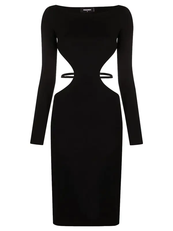 Dsquared2 Long-sleeve Midi Dress With Cut-out Detailing - Black