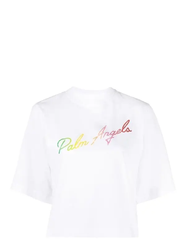 Palm Angels Miami Logo Cropped T-shirt - White