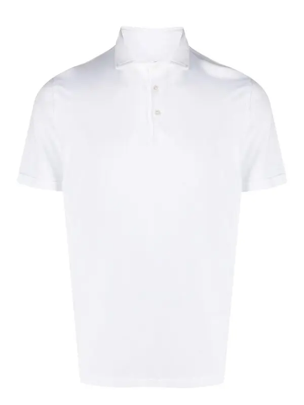 Fedeli Short-sleeved Cotton Polo Shirt - White