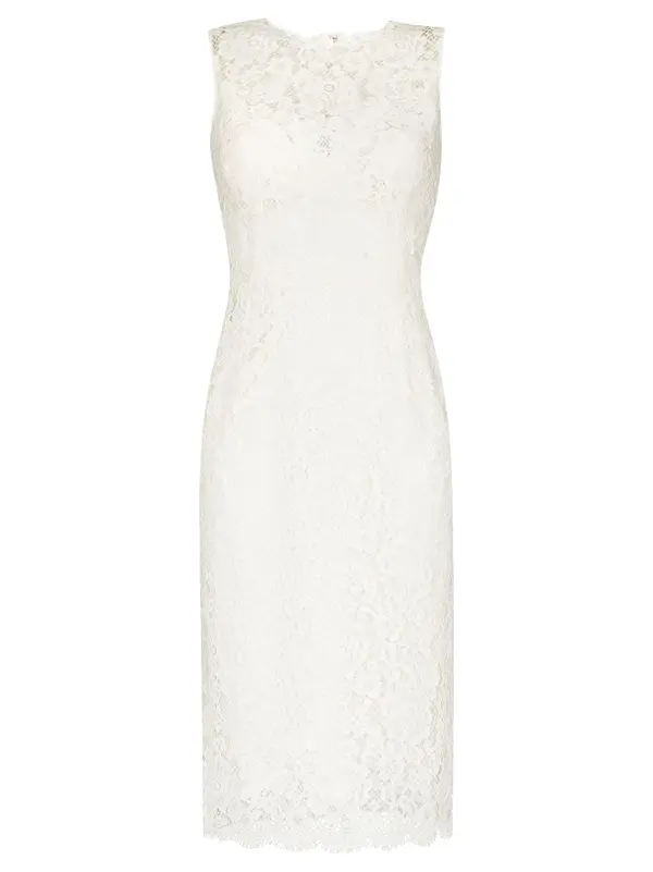 Dolce & Gabbana Floral-lace Midi Dress - White