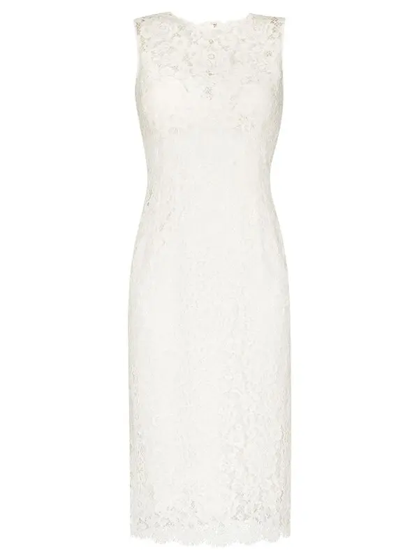 Dolce & Gabbana Floral-lace Midi Dress - White