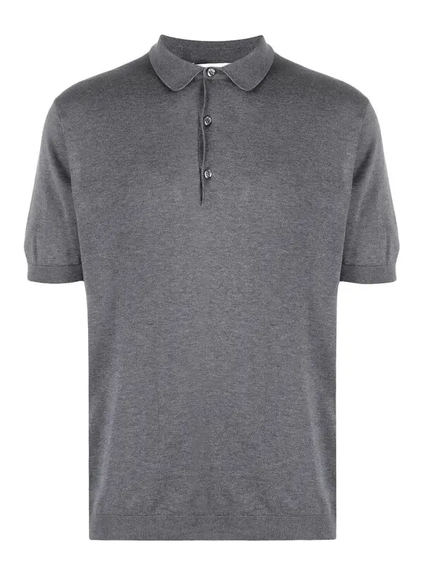 John Smedley Adrian Ribbed-knit Polo Shirt - Grey