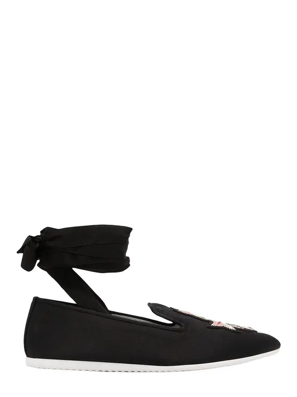 Joshua Sanders Crest Ankle-tie Loafers - Black