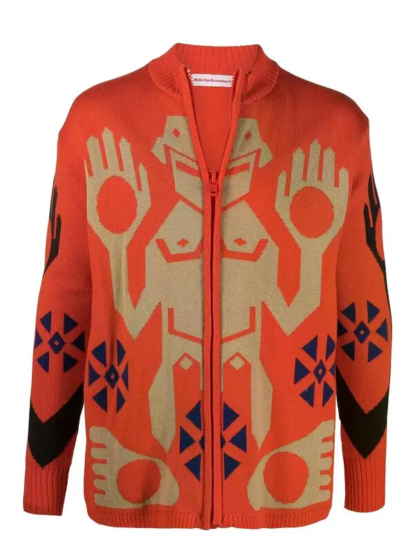 WALTER VAN BEIRENDONCK King Zip Cardigan - Orange