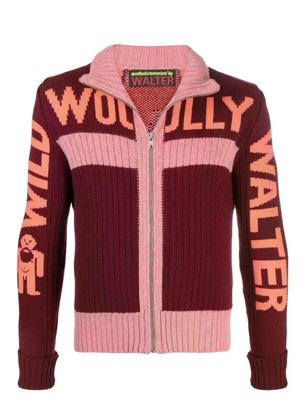 WALTER VAN BEIRENDONCK Wild Woolly Zipped Cardigan - Pink