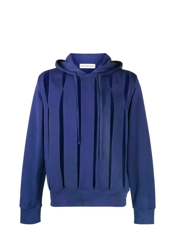 WALTER VAN BEIRENDONCK Slit Drawstring Hoodie - Blue
