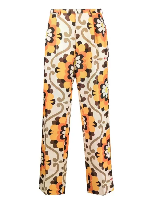 WALTER VAN BEIRENDONCK Power Flower Trousers - Neutrals