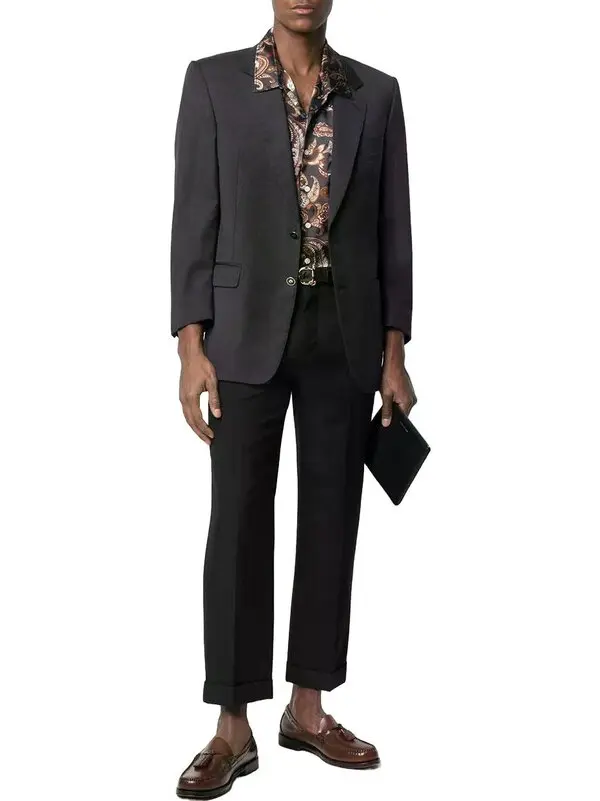 Pierre Cardin 1990s Contrasting Lapel Blazer - Grey
