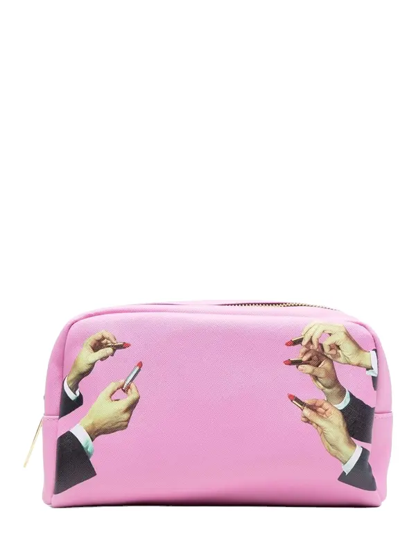 SELETTI Graphic-print Zip-up Makeup Bag - Pink