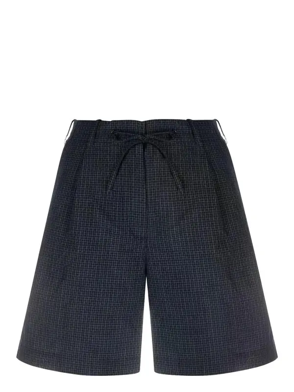Aspesi Micro-check Drawstring Waist Shorts - Blue