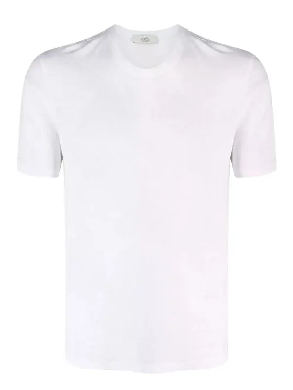 MAURO OTTAVIANI Round-neck Stretch-linen T-shirt - White