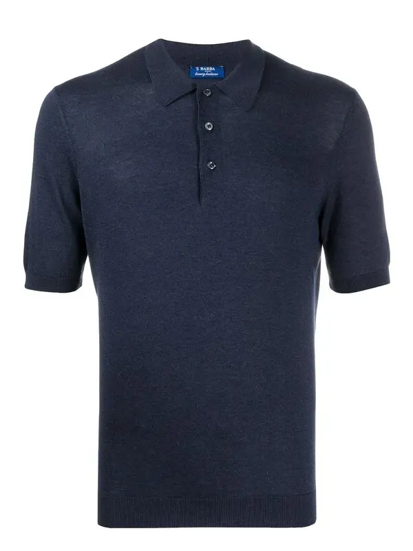 BARBA NAPOLI Knitted Polo Shirt - Blue
