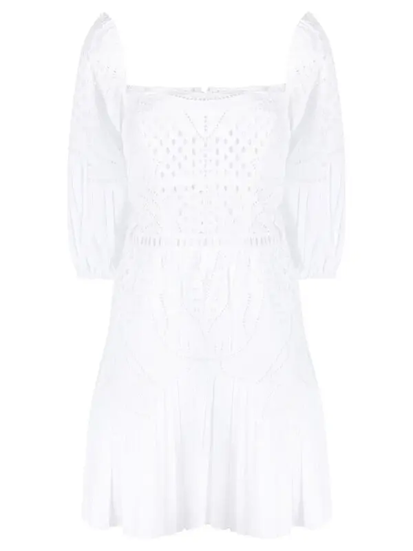 Alberta Ferretti Embroidered Cotton Dress - White