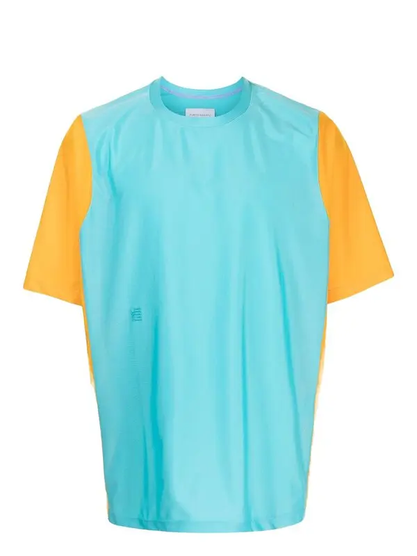 FUMITO GANRYU Colour-block Crewneck T-shirt - Blue