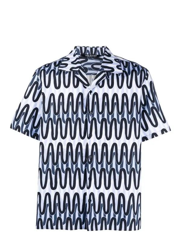Neil Barrett Abstract-print Short-sleeve Shirt - Blue