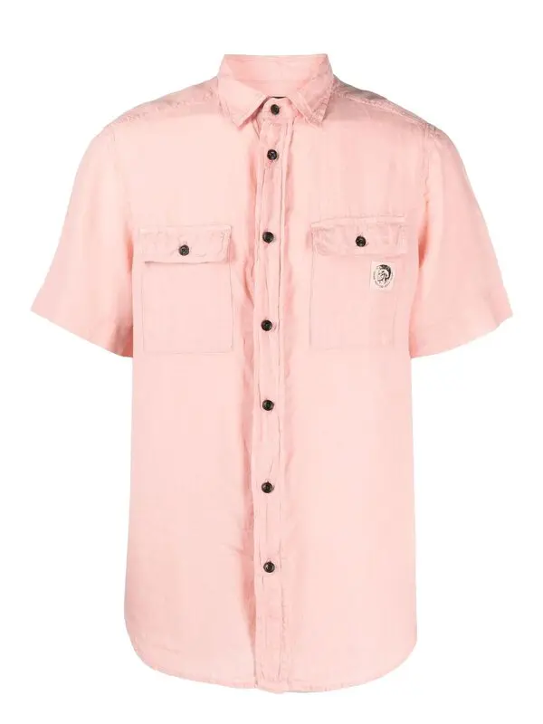 DIESEL Plain Flap-pocket Shirt - Pink