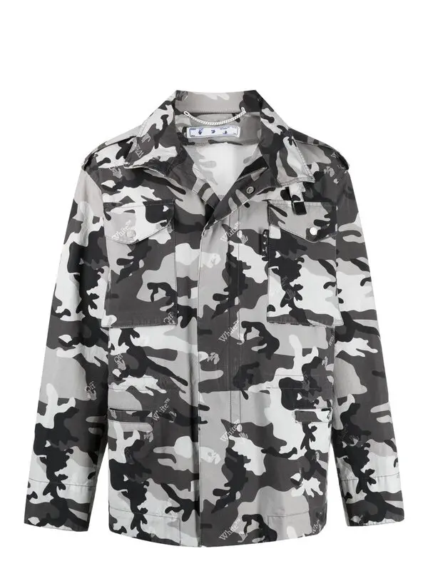Off-White Camouflage Print Cotton Jacket - Grey