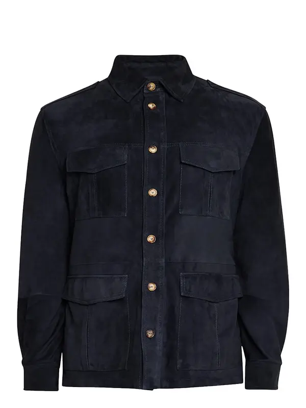 Brunello Cucinelli Suede Field Jacket - Navy