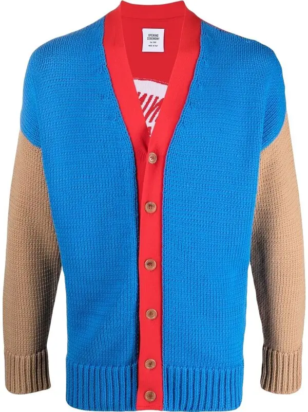 Opening Ceremony Colour-block Logo Cardigan - Blue